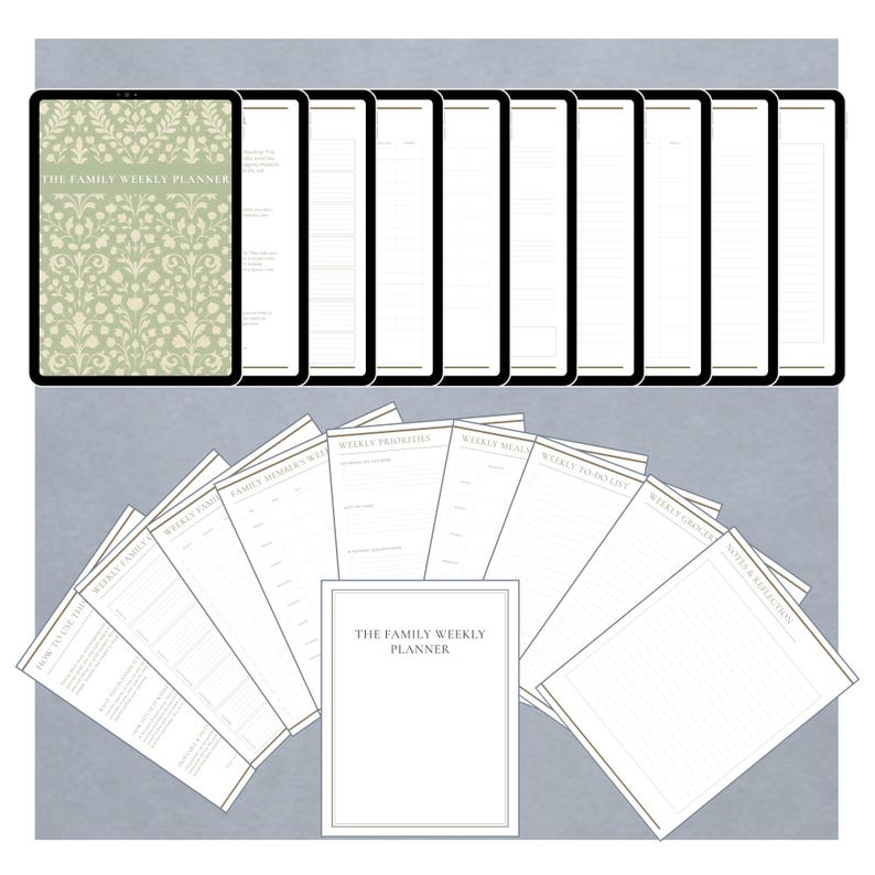 Undated Family Weekly Planner Summary Digital Time Management Organizer ...