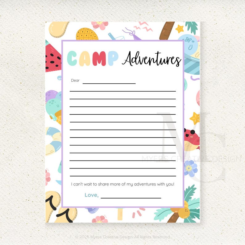 Kids Summer Camp Letter Template: Fun Fill-in-the-blank, Printable ...