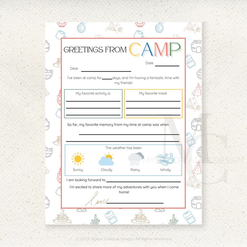 Kids Summer Camp Letter Template: Fun Fill-in-the-blank, Printable ...