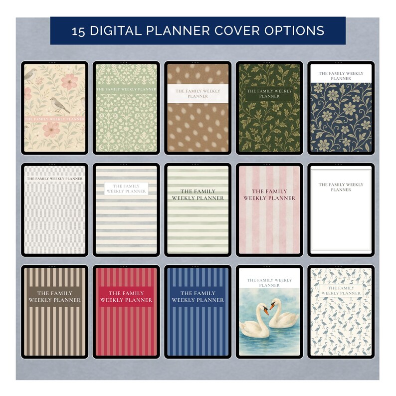 Undated Family Weekly Planner Summary Digital Time Management Organizer ...