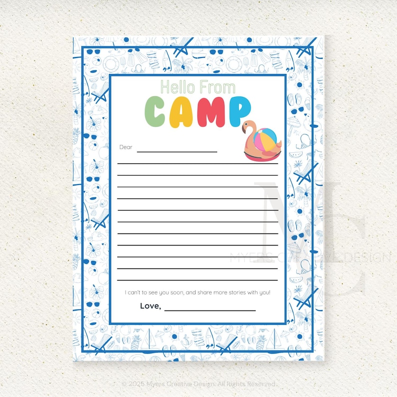 Kids Summer Camp Letter Template: Fun Fill-in-the-blank, Printable ...