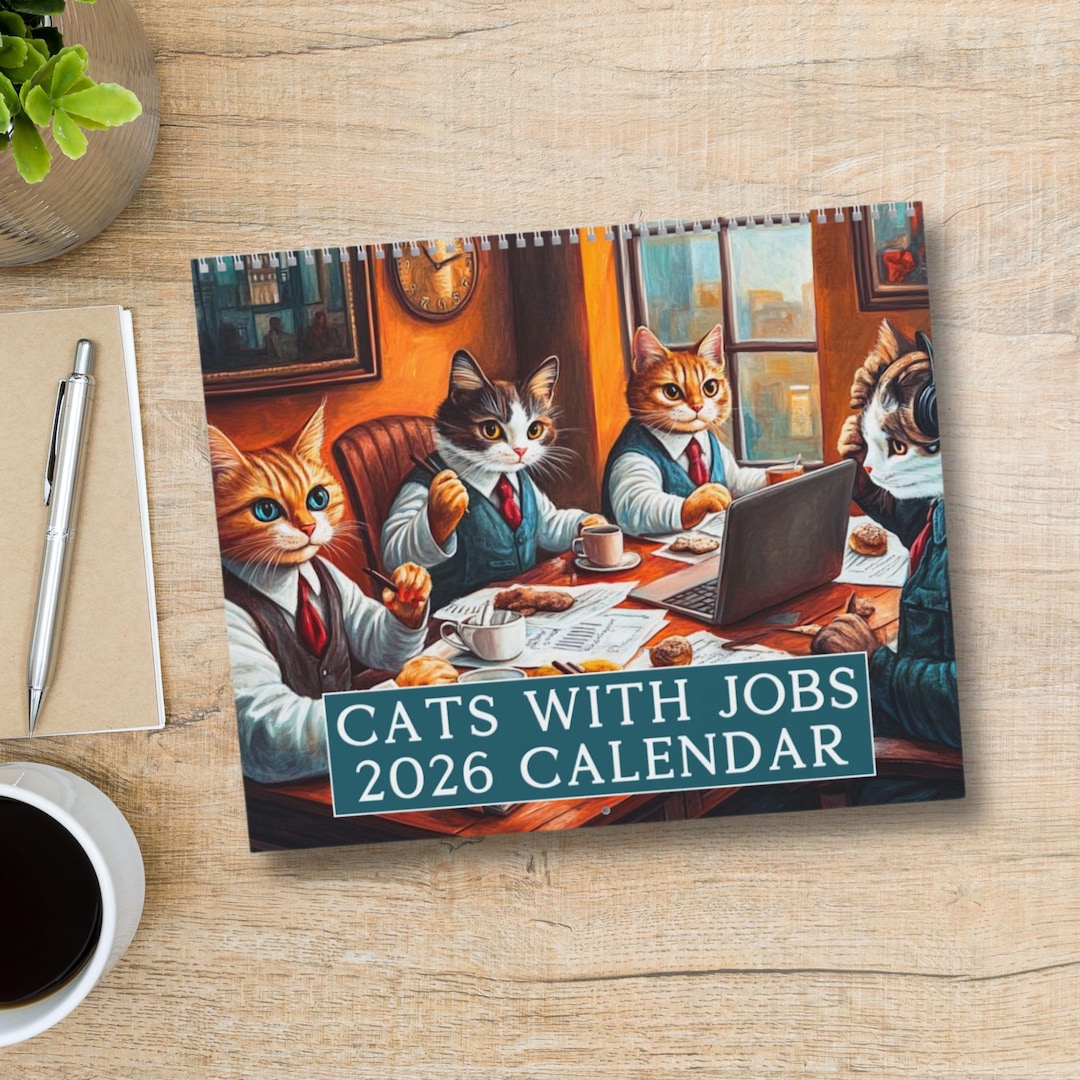 Funny 2026 Cat Wall Calendar Cats With Jobs Cat Lover Gift Yearly ...