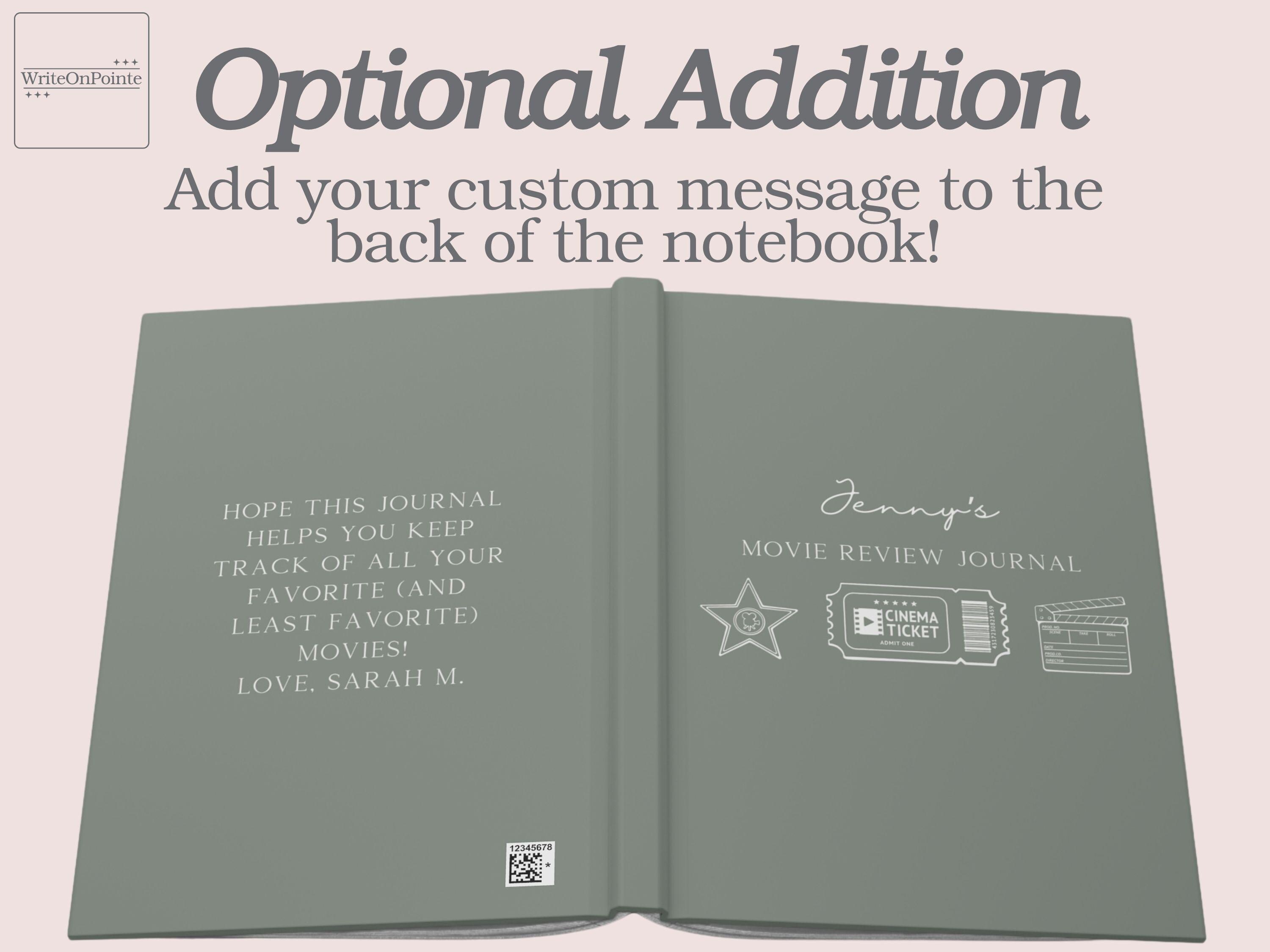 Custom Movie Logbook Movie Lover Gift Movie Critic Tracker Personalized ...