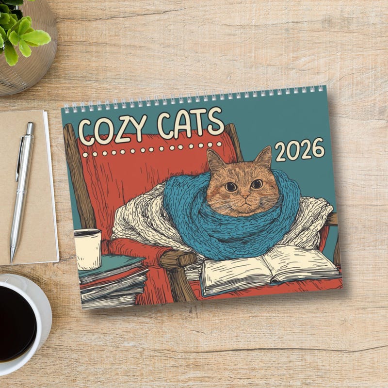 Cats Reading Calendar - Etsy