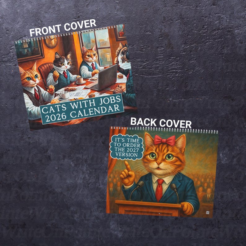 Funny 2026 Cat Wall Calendar Cats With Jobs Cat Lover Gift Yearly ...