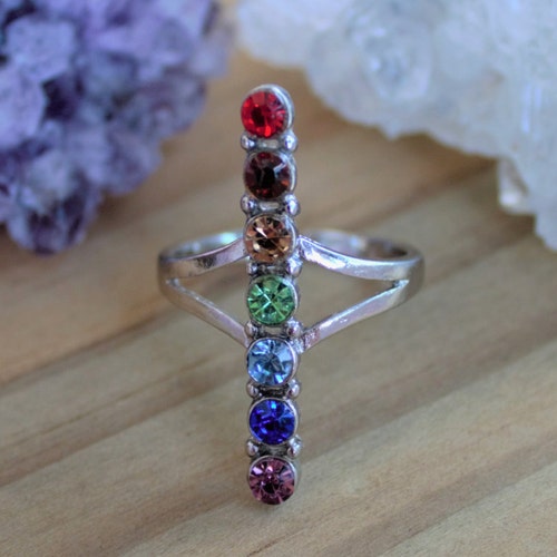 Chakra Ring // 7 Chakra Gemstone Ring // Meditation Ring - Etsy