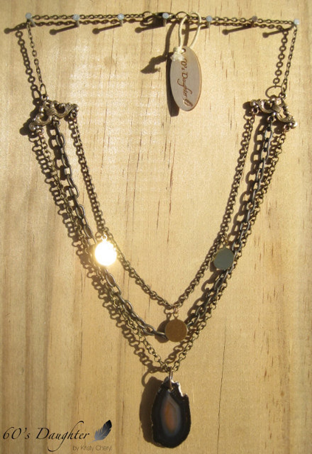 3 Layer Agate Necklace // Sliced Agate Necklace // Chocolate - Etsy