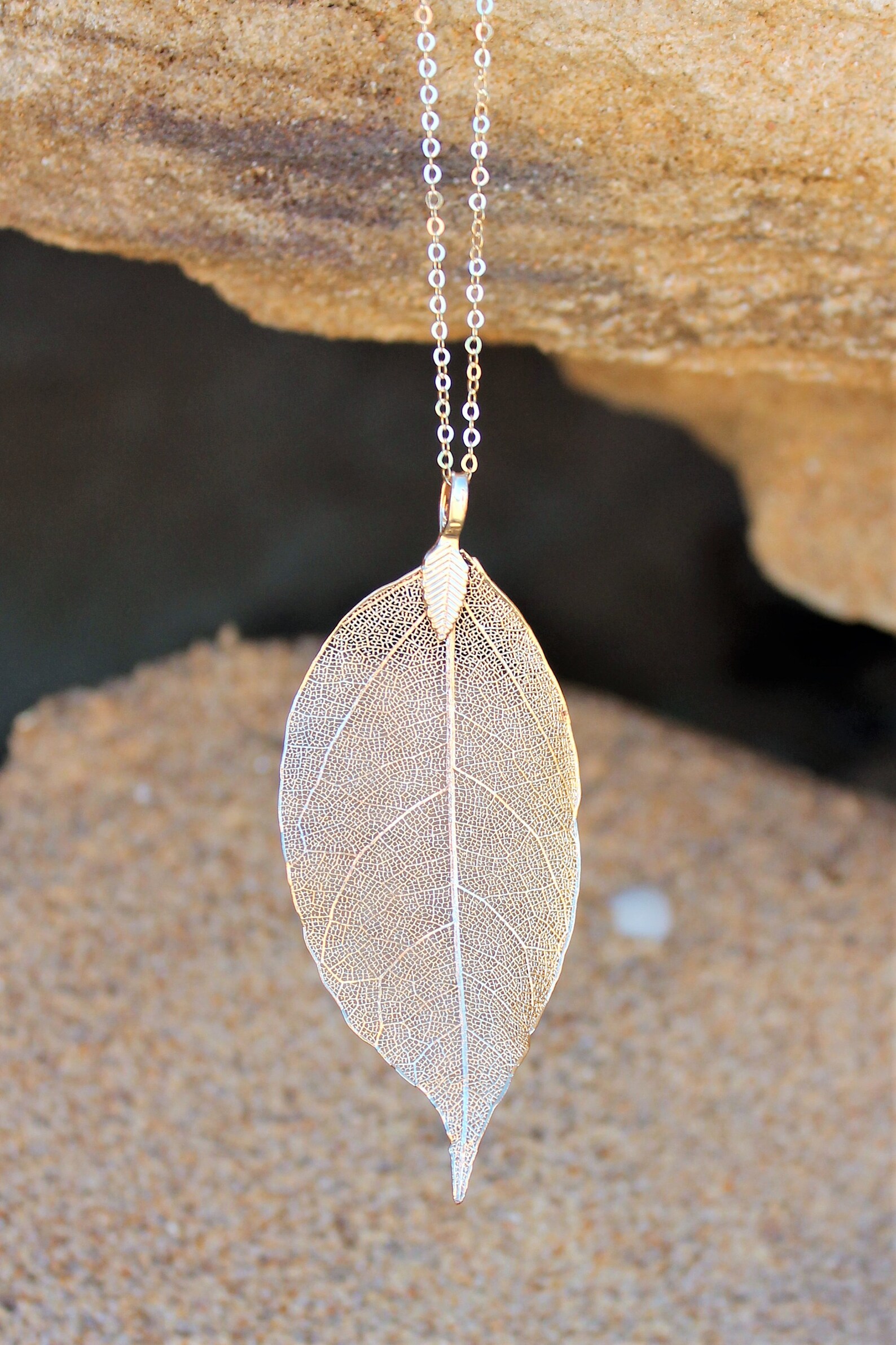 24k Gold Plated Natural Leaves Necklaces / Natural Leaf Necklace / Leaf ...
