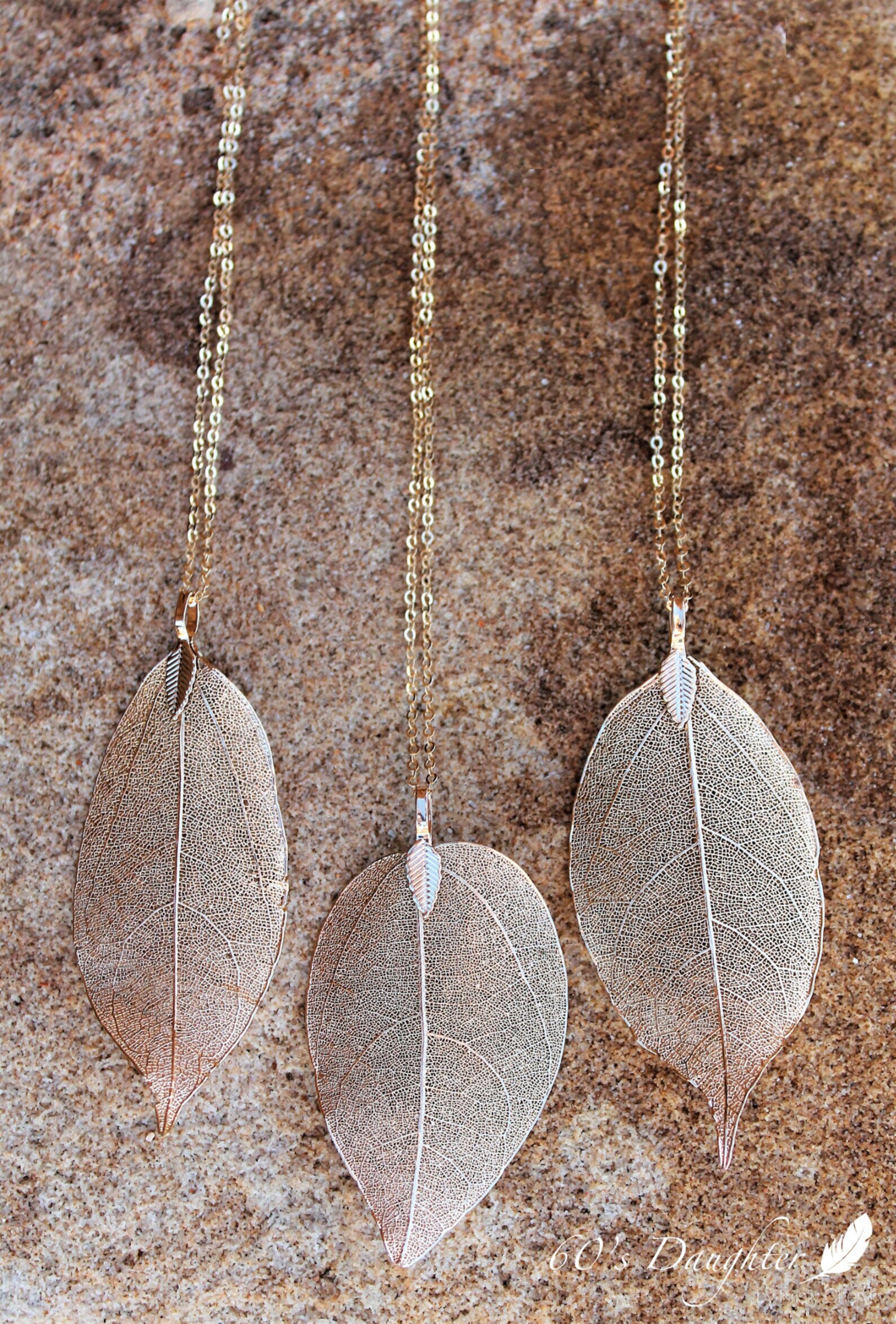 24k Gold Plated Natural Leaves Necklaces / Natural Leaf Necklace / Leaf ...