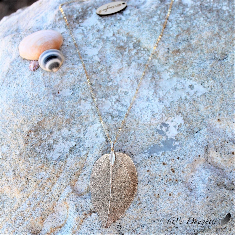24k Gold Plated Natural Leaves Necklaces / Natural Leaf Necklace / Leaf ...