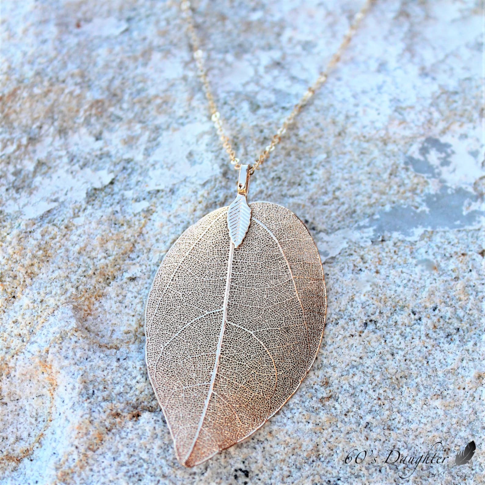 24k Gold Plated Natural Leaves Necklaces / Natural Leaf Necklace / Leaf ...
