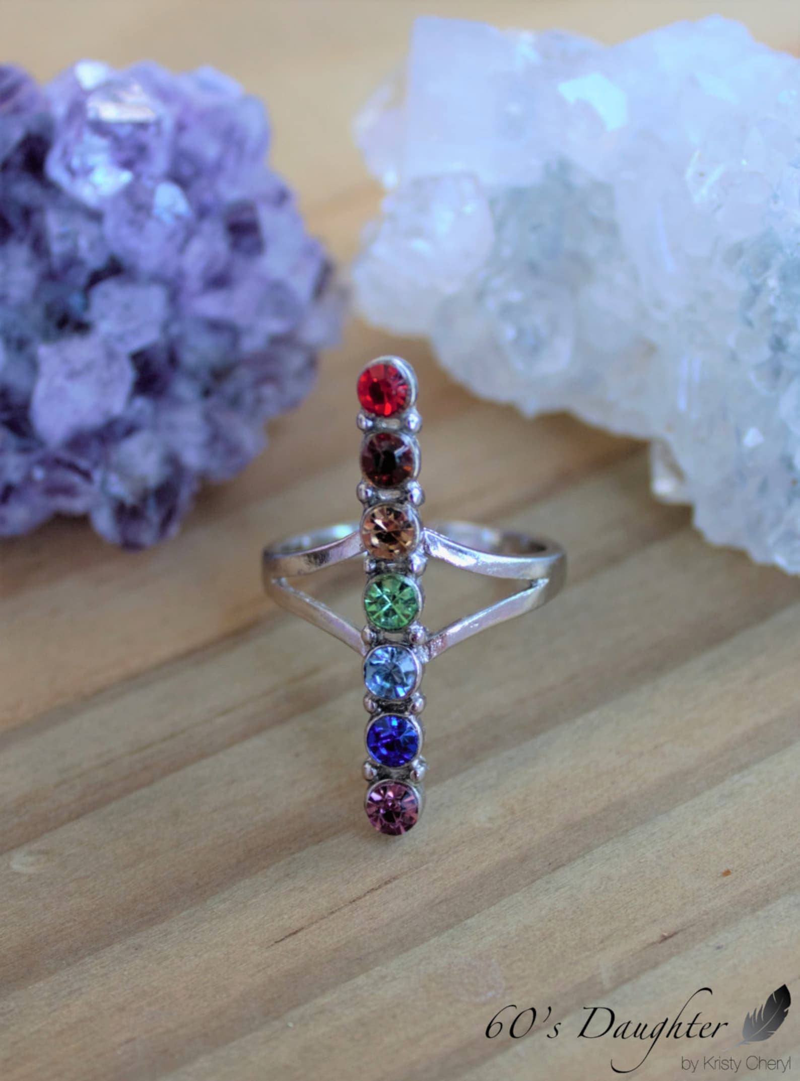 Chakra Ring // 7 Chakra Gemstone Ring // Meditation Ring - Etsy