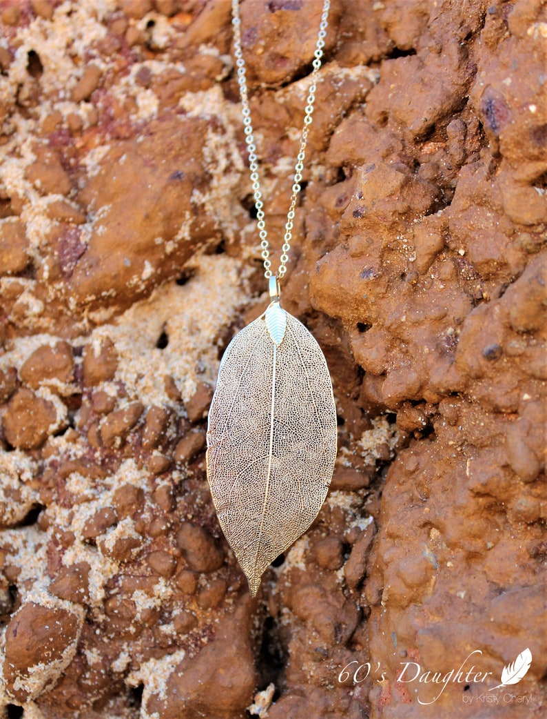 24k Gold Plated Natural Leaves Necklaces / Natural Leaf Necklace / Leaf ...