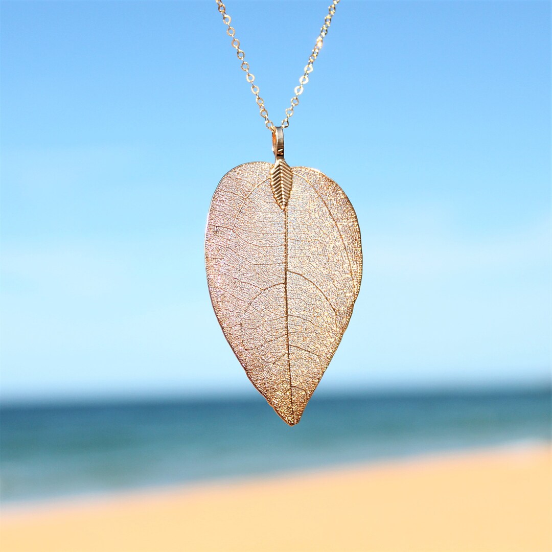 24k Gold Plated Natural Leaves Necklaces / Natural Leaf Necklace / Leaf ...