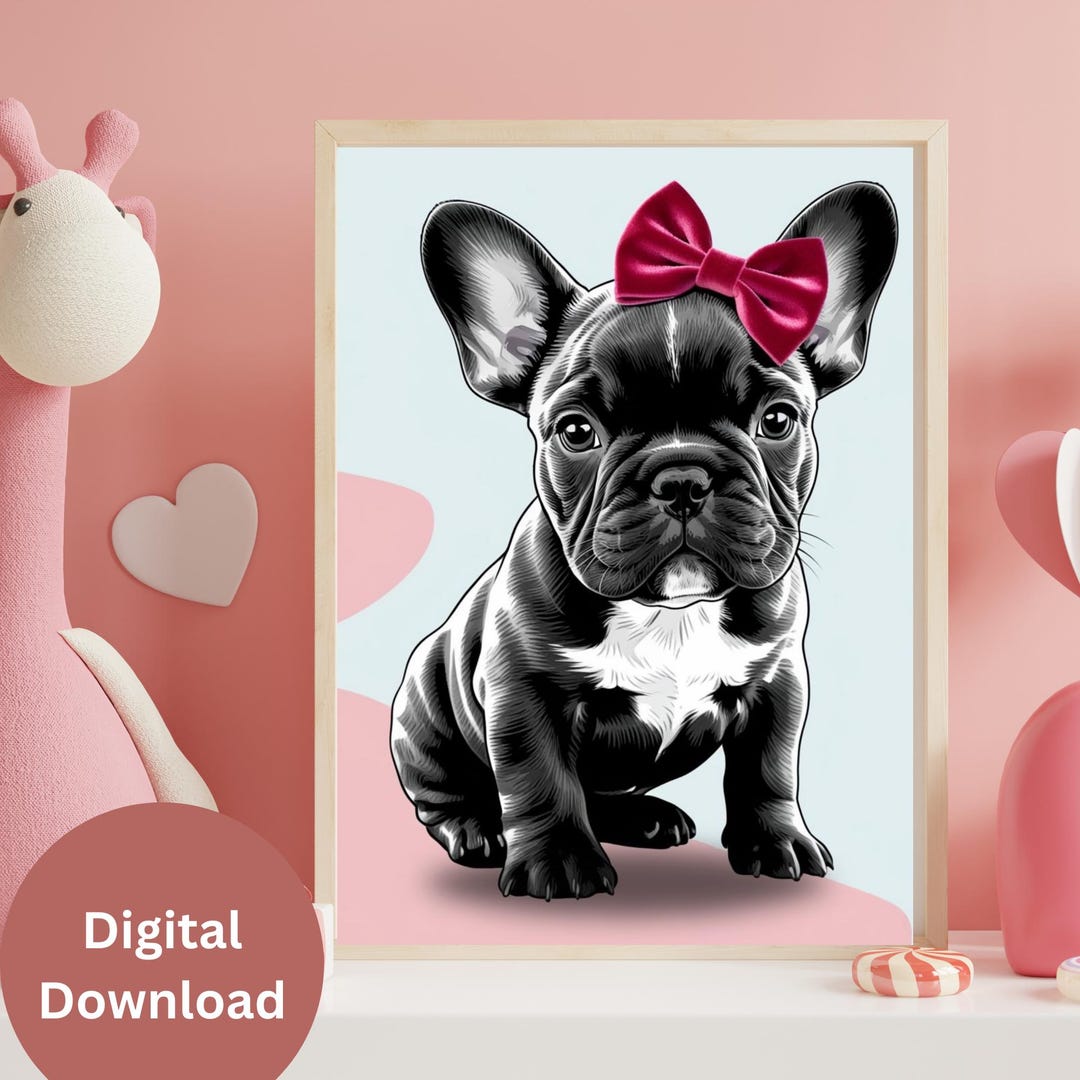 French Bulldog Wall Art Kid Decor Bulldog Print Dog Coquette Digital ...