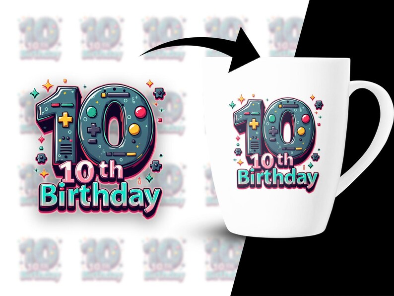 10th Birthday Digital PNG File, Downloadable Birthday Party Design ...
