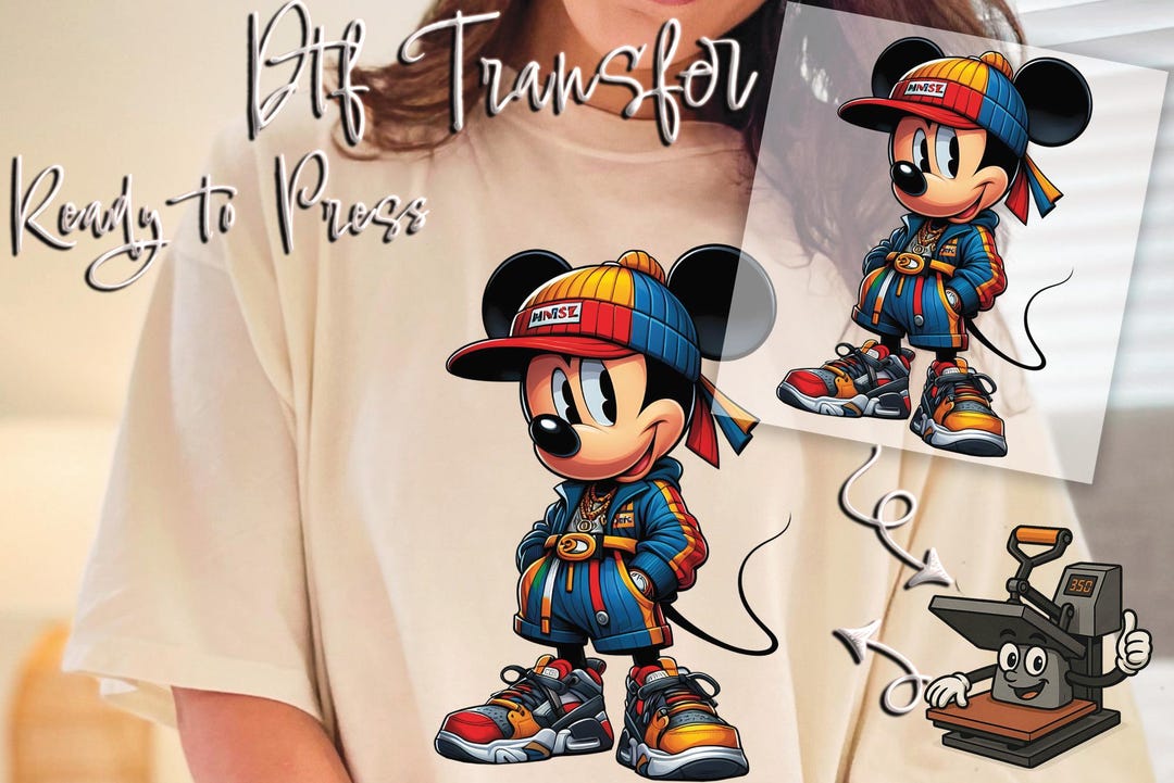 Mickey Mouse Heat Transfer: Full Color DTF Print - Ready to Press - Etsy