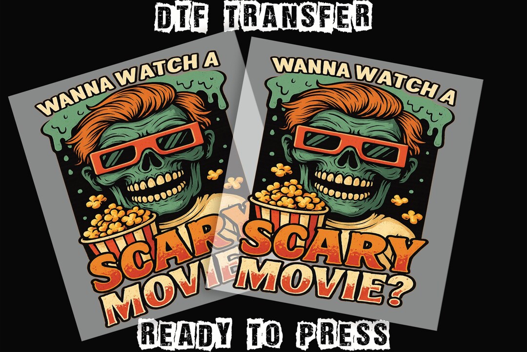 Zombie Movie Night DTF Transfer | Scary Halloween Shirt Iron on (ready ...