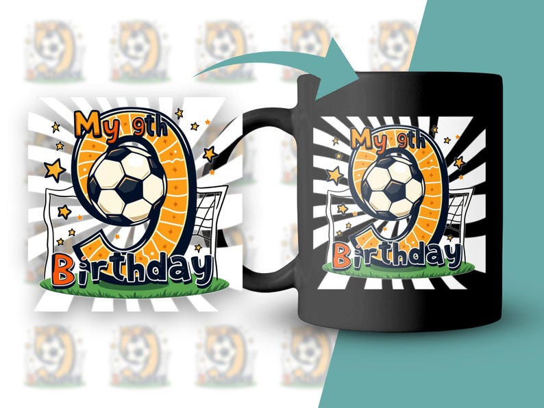 My 9th Birthday Digital PNG File Soccer Theme Birthday Boy Girl Kids ...