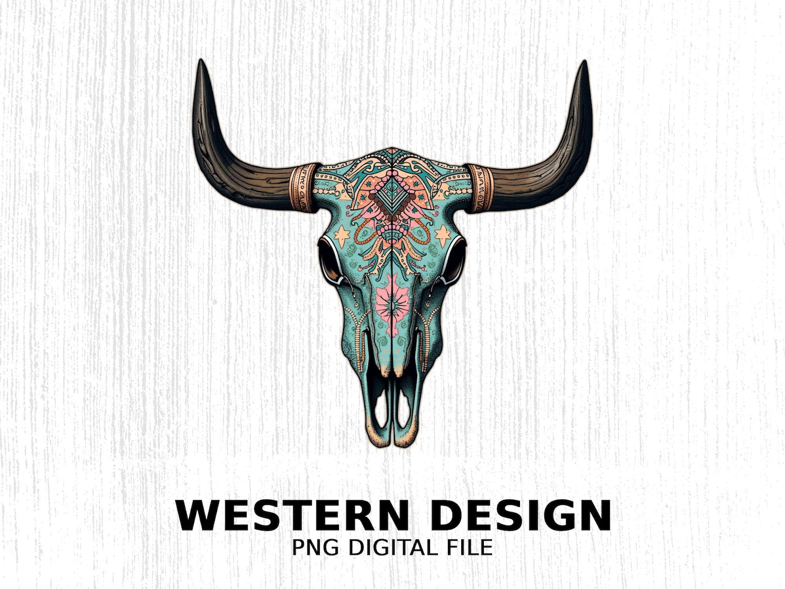 Retro Aztec Highland Cow Skull PNG: Western Rodeo T-shirt Design ...