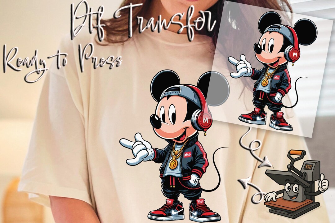 Heat Transfer Decal: Mickey Mouse Design - Full Color Direct to Film - Etsy