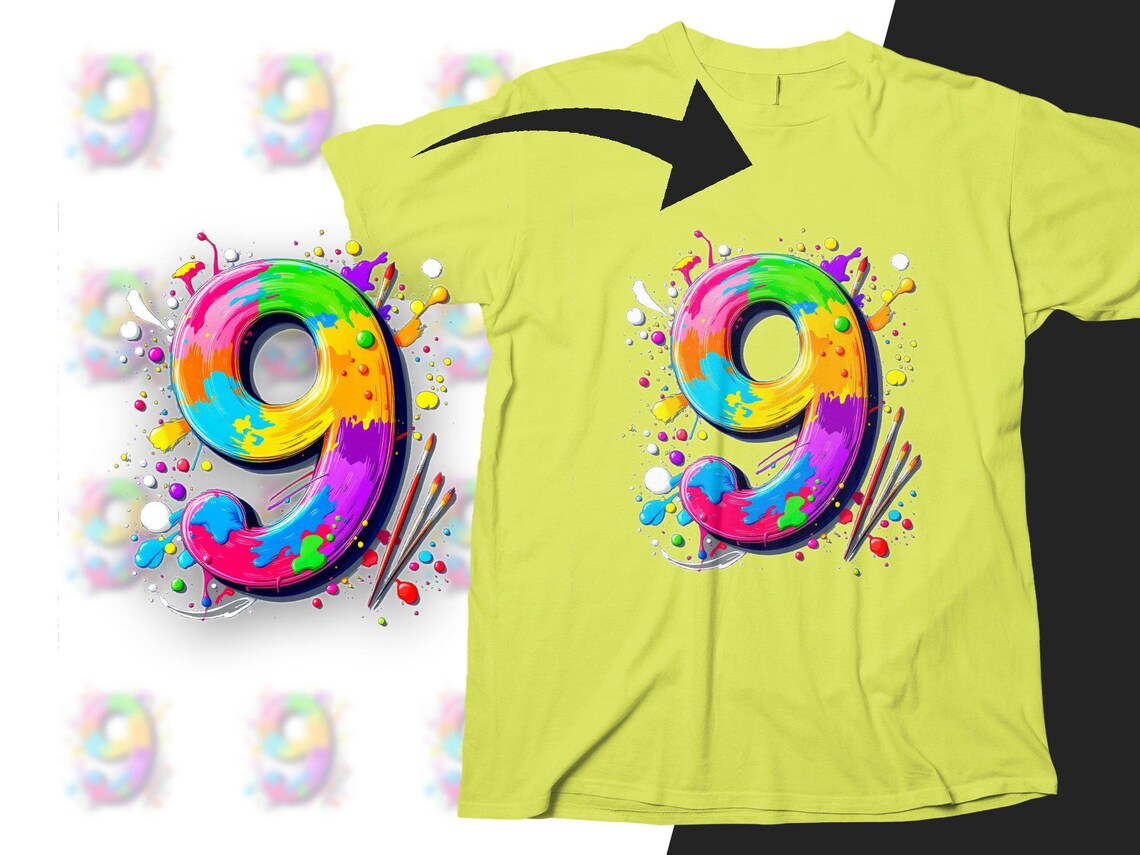Birthday PNG File Colorful Number 9 Digital Download, Birthday Boy Girl ...
