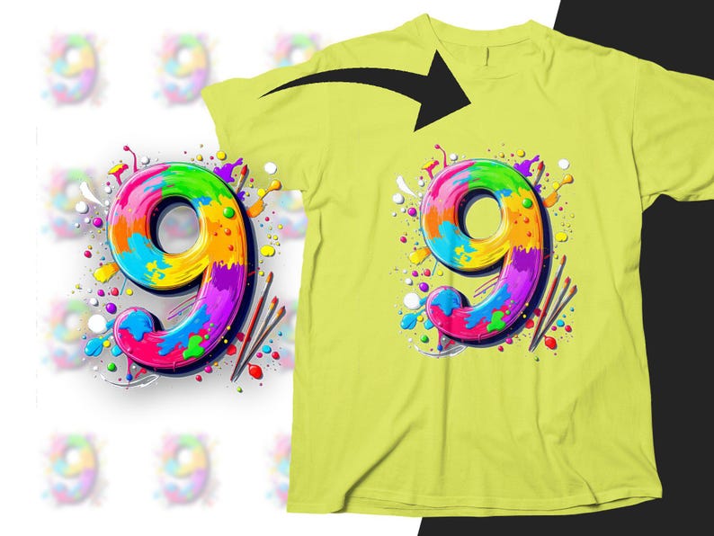 Birthday PNG File Colorful Number 9 Digital Download, Birthday Boy Girl ...