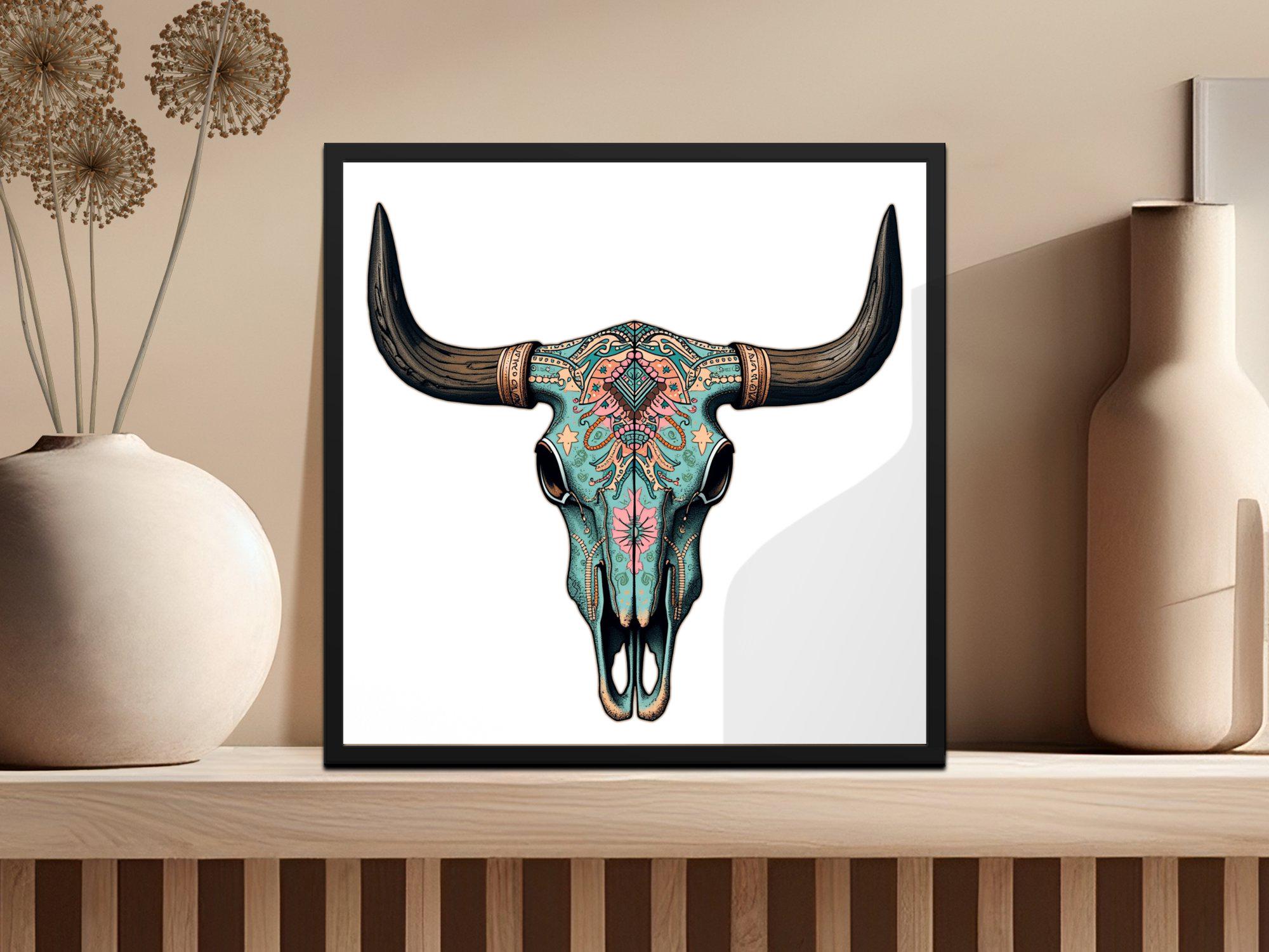 Retro Aztec Highland Cow Skull PNG: Western Rodeo T-shirt Design ...