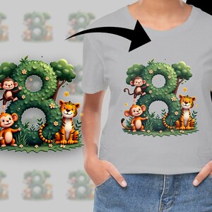 Jungle Animals Birthday Number 8 PNG: Monkey & Tiger Design | Kids ...