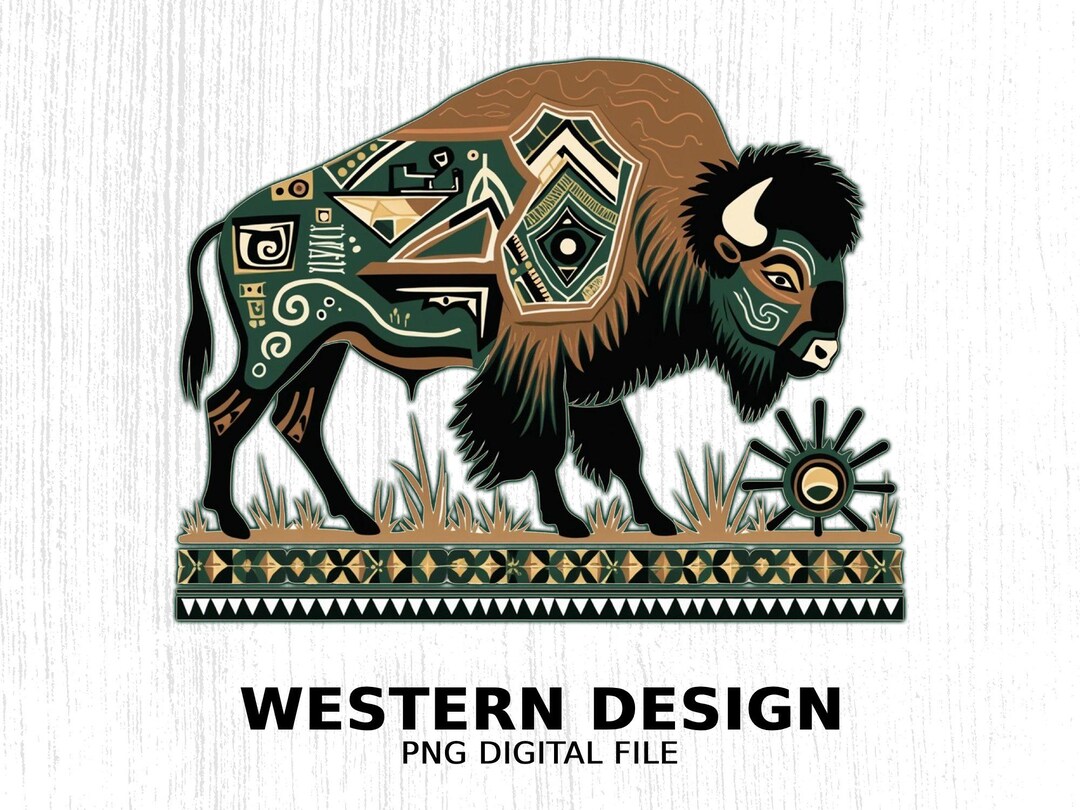 Aztec Bison Graphic: Western Rodeo PNG (digital Download) - Etsy
