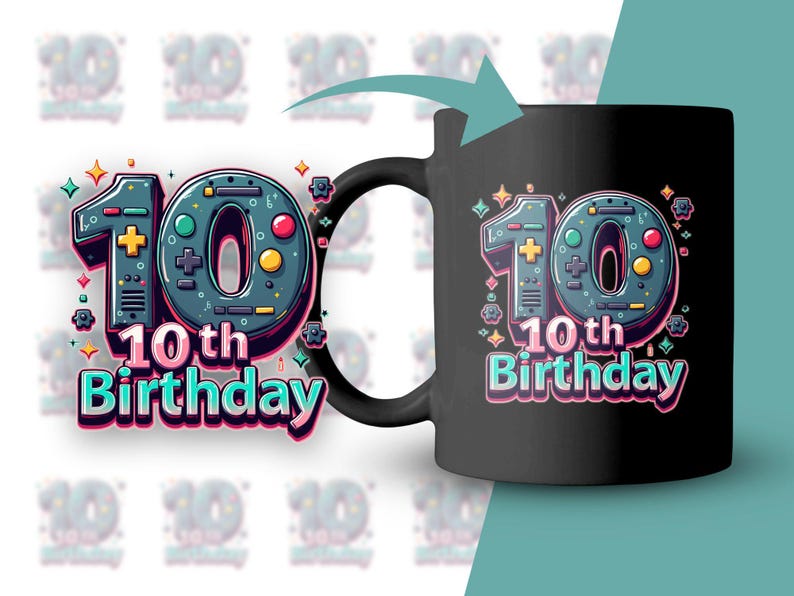 10th Birthday Digital PNG File, Downloadable Birthday Party Design ...