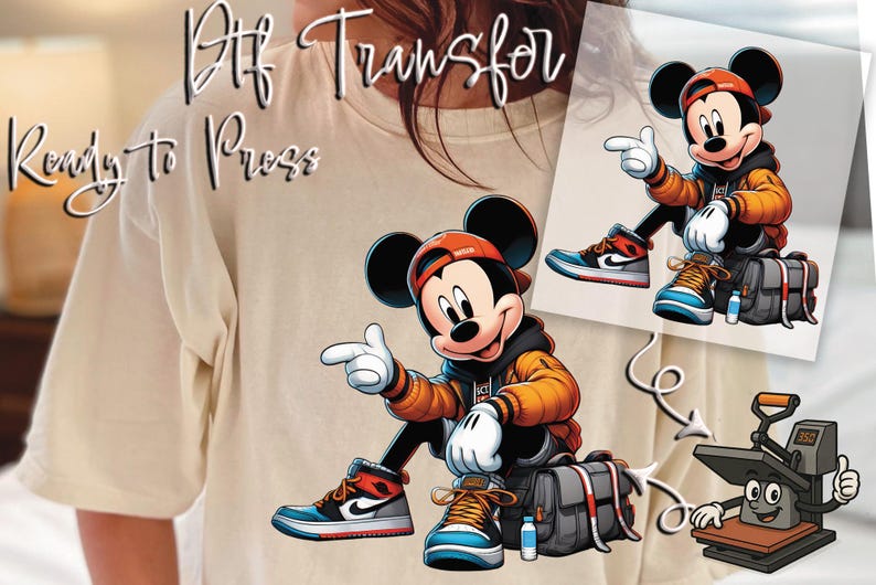 Mickey Mouse Heat Transfer - Full Color DTF Design for Shirts and More ...