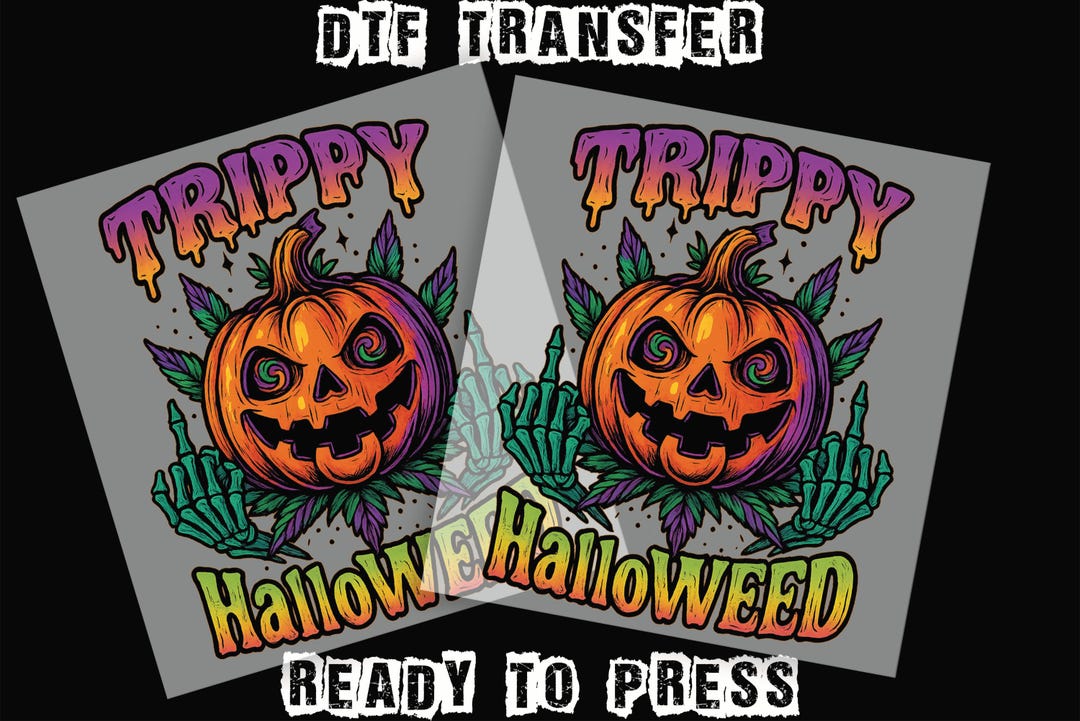 Trippy Halloween Pumpkin DTF Transfer | Spooky Shirt Iron on (ready to ...