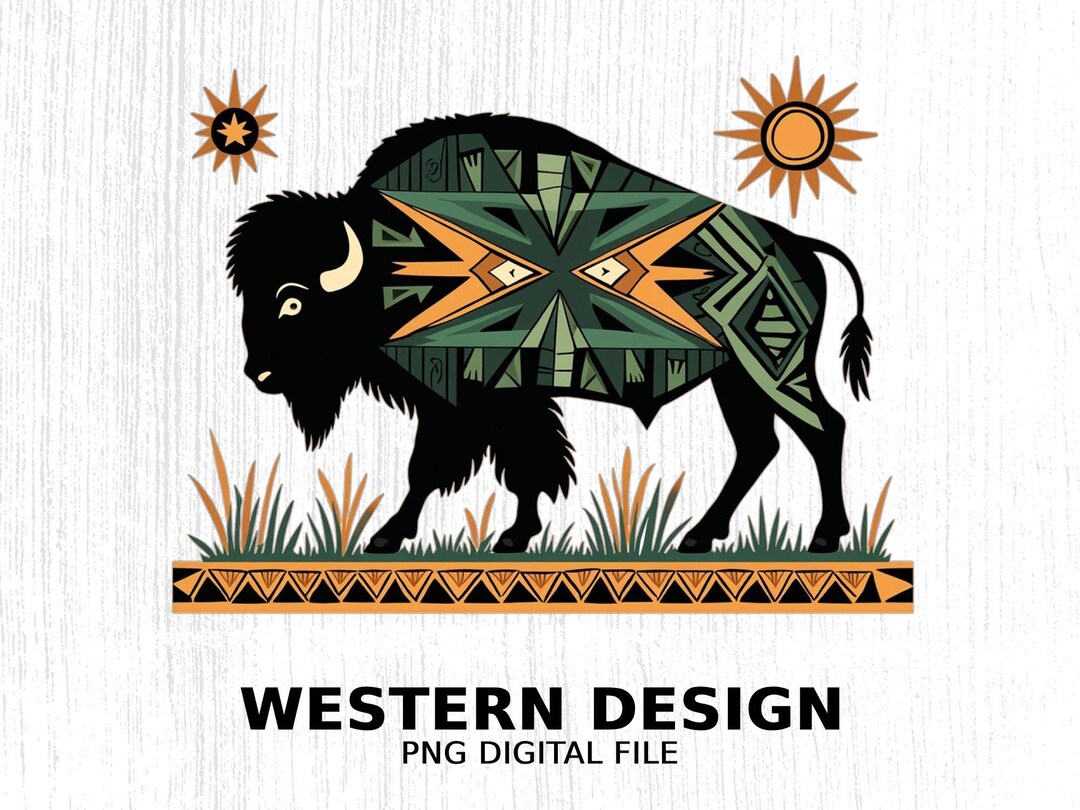 Aztec Bison PNG: Western Rodeo Art | Sublimation T-shirt Design ...