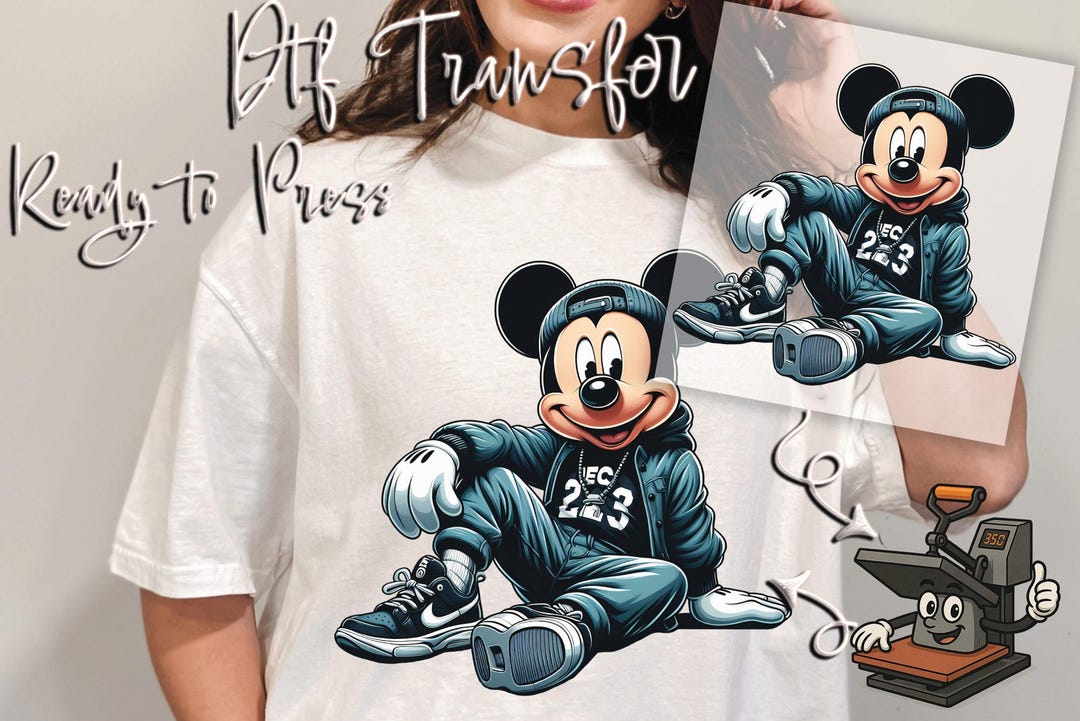 Mickey Mouse Heat Transfer: Full Color DTF Prints (ready to Press ...