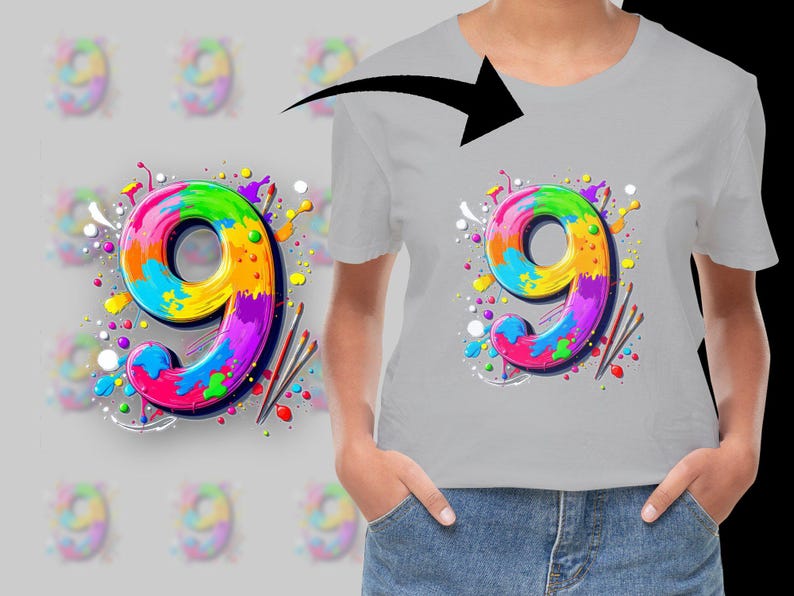 Birthday PNG File Colorful Number 9 Digital Download, Birthday Boy Girl ...