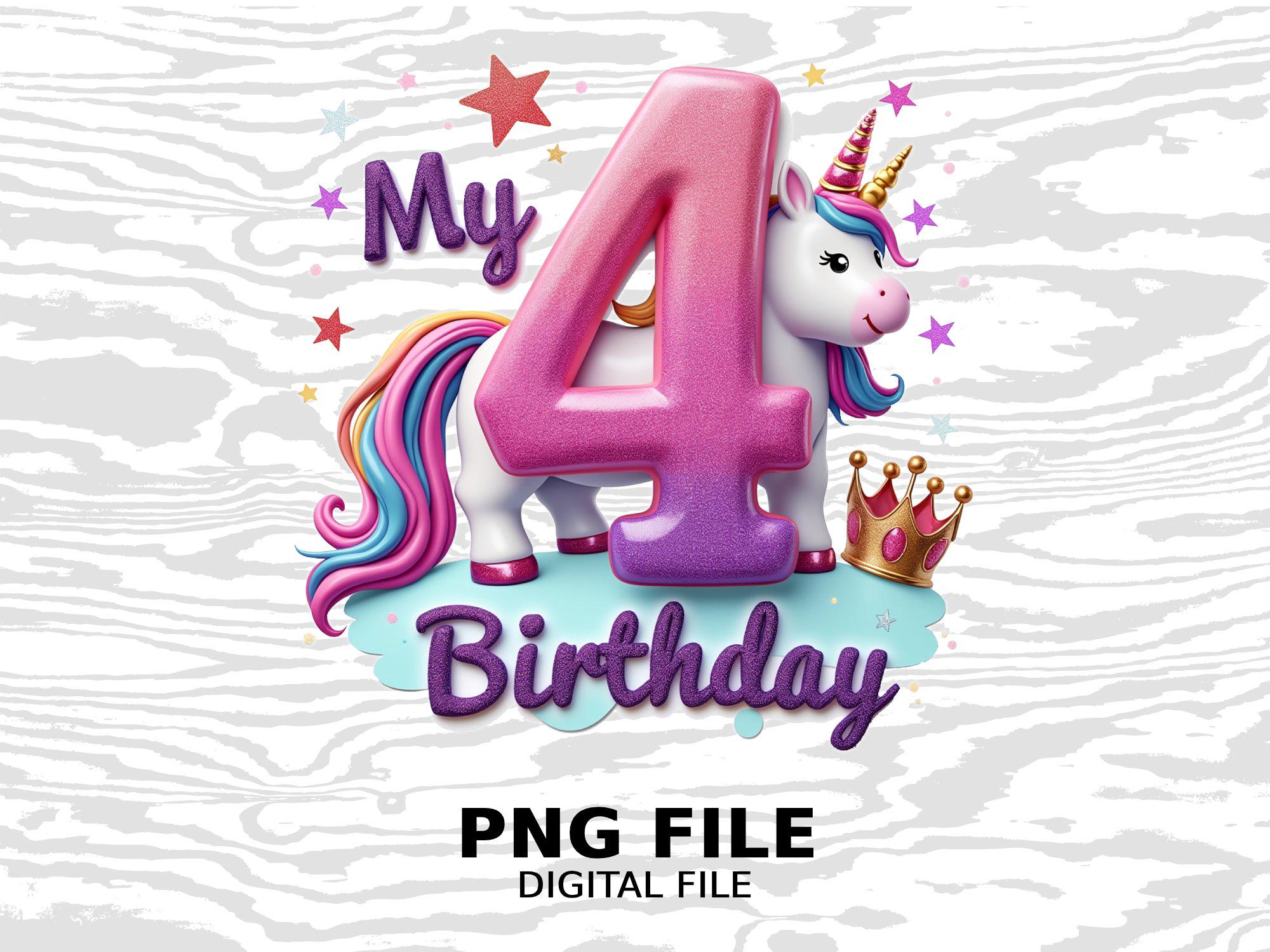 4th Birthday Girl Png, Birthday Girl Unicorn Png 4th Birthday Unicorn ...