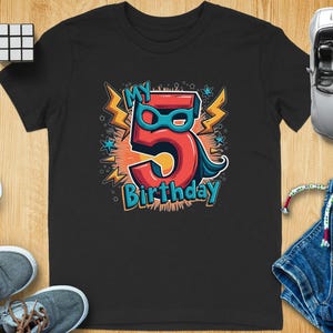 Kids 5th Birthday Boy Png, 5th Birthday Girl Png, Shark Themed, Digital ...