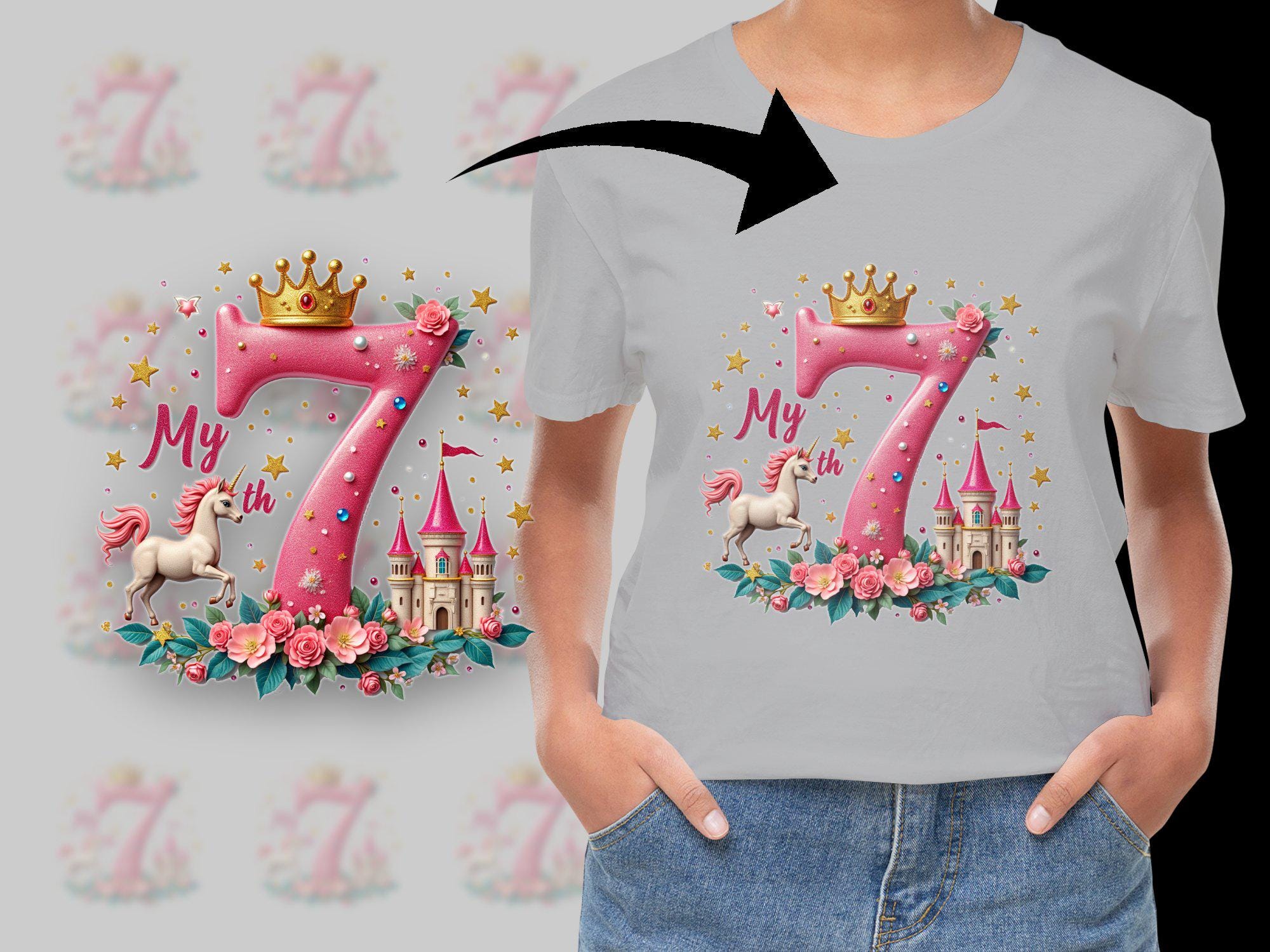 7th Birthday Princess PNG: Girl's Birthday Design (digital Download) - Etsy