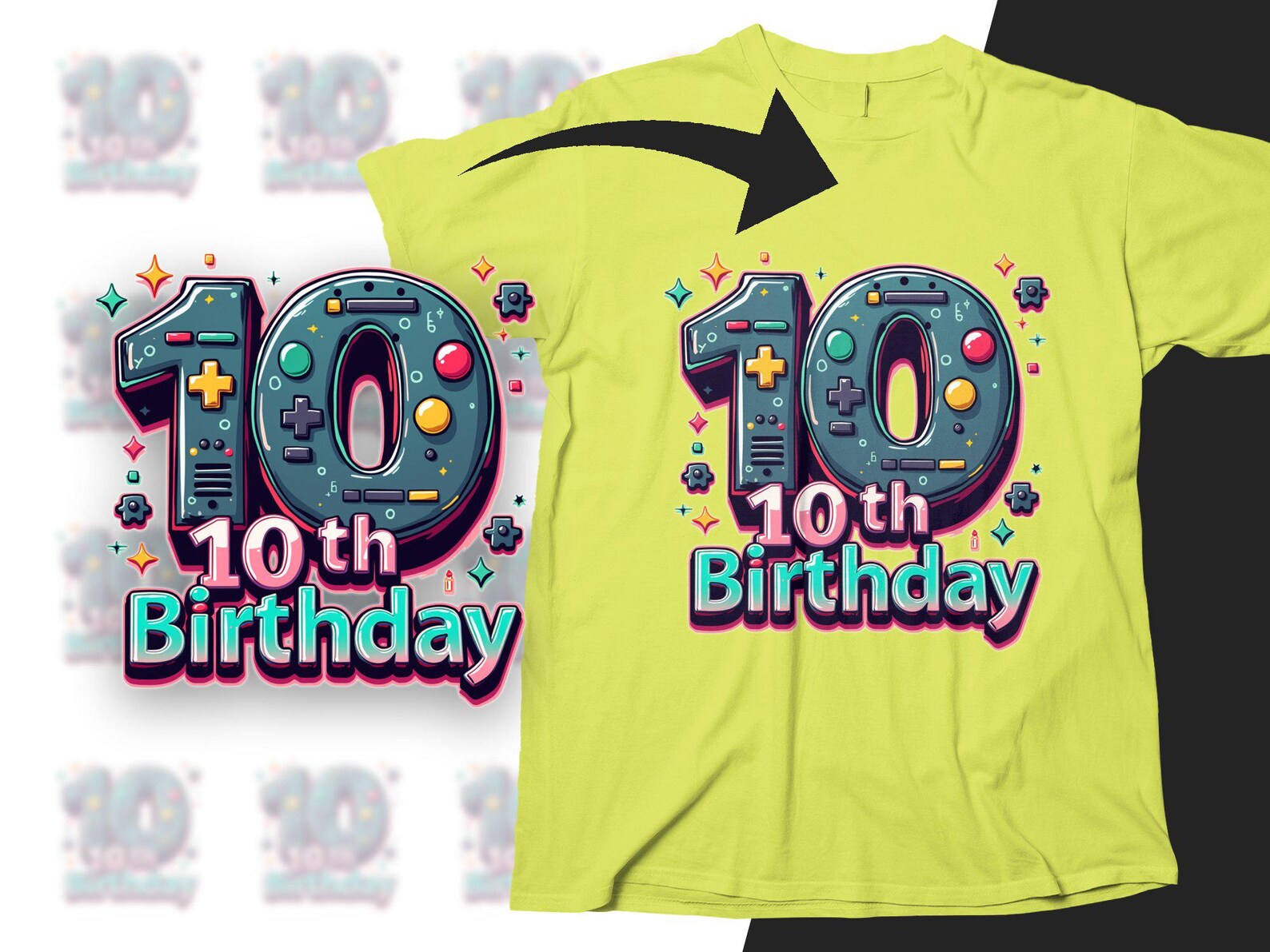 10th Birthday Digital PNG File, Downloadable Birthday Party Design ...