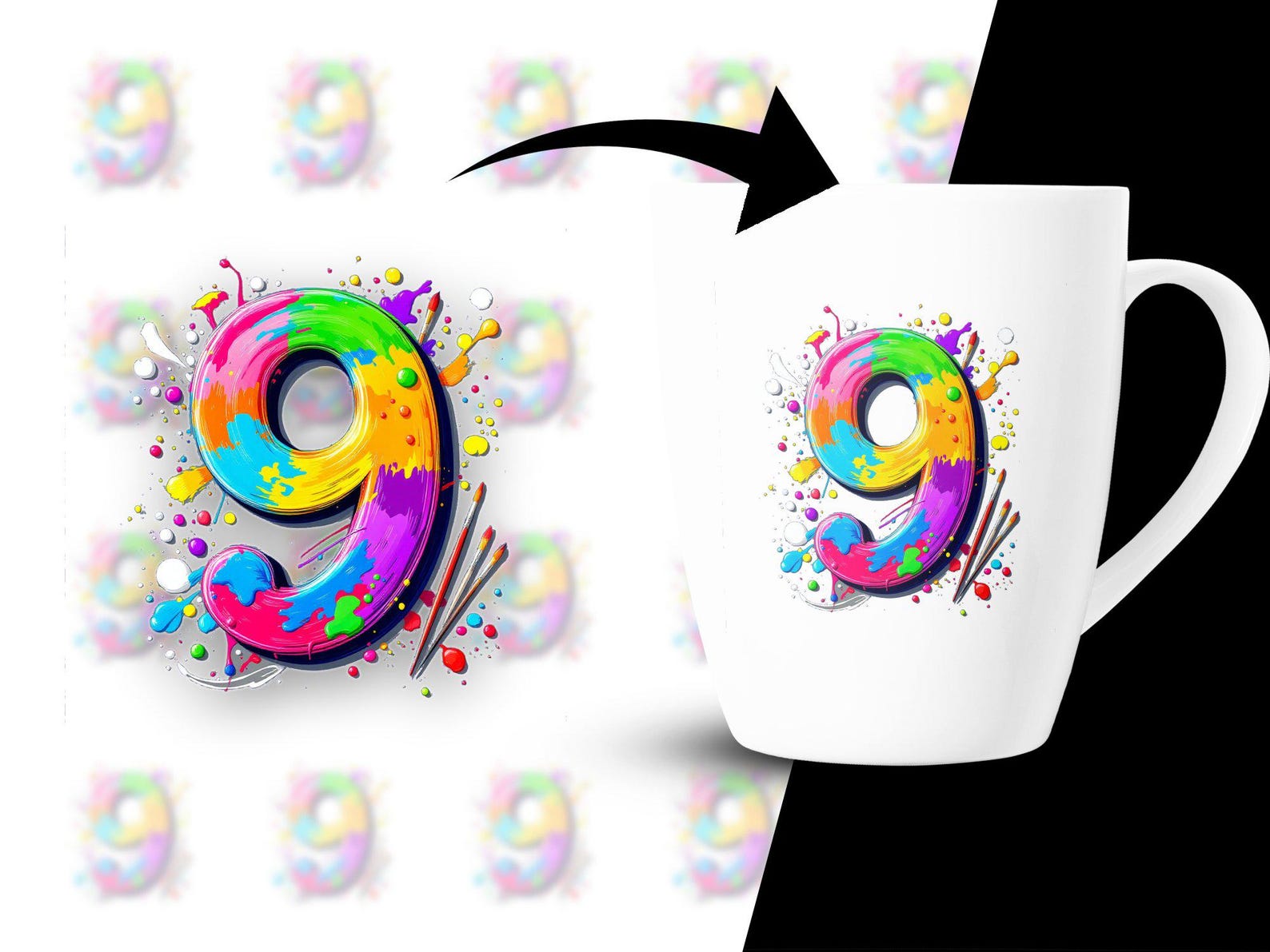 Birthday PNG File Colorful Number 9 Digital Download, Birthday Boy Girl ...