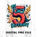 Shark Superhero 5th Birthday PNG: Kids Party Sublimation (digital ...