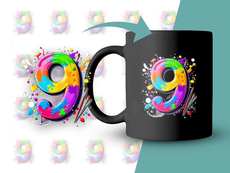 Birthday PNG File Colorful Number 9 Digital Download, Birthday Boy Girl ...