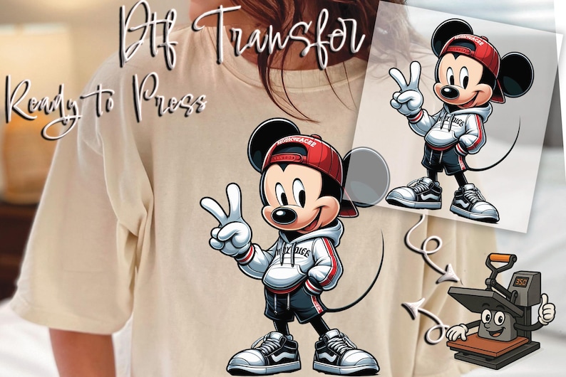 Mickey Mouse Heat Transfer: Full Color DTF Ready to Press - Etsy