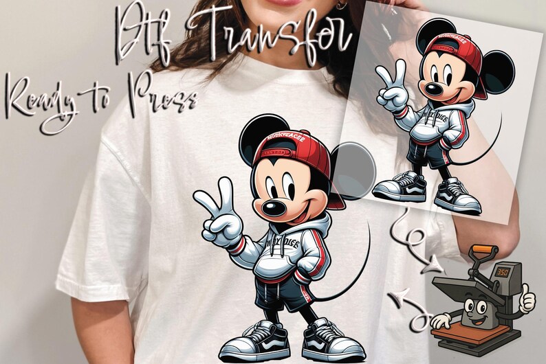 Mickey Mouse Heat Transfer: Full Color DTF Ready to Press - Etsy