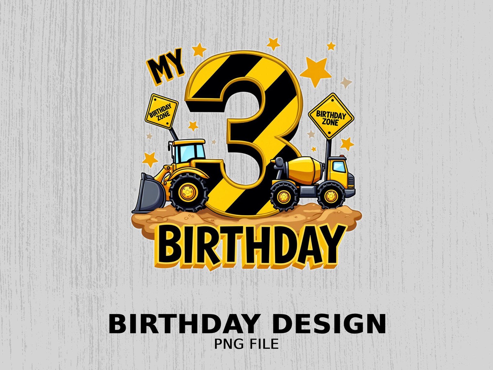 Construction 3rd Birthday PNG: Boy Birthday Design | Kids Party ...