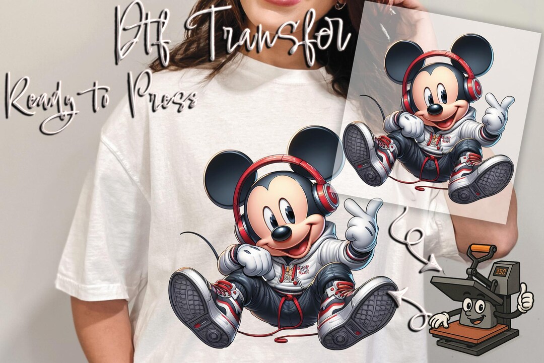 Mickey Mouse Heat Transfer: Custom Full Color DTF Prints (ready to ...