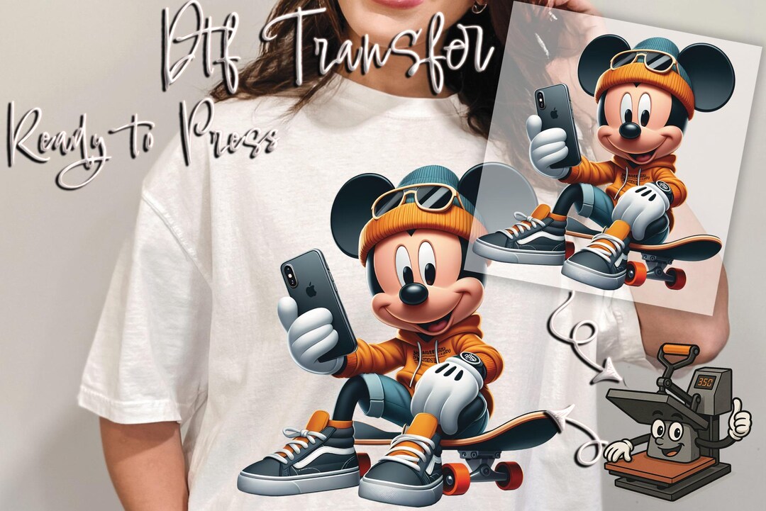 Mickey Mouse Heat Transfer: Full Color DTF Prints (ready to Press ...
