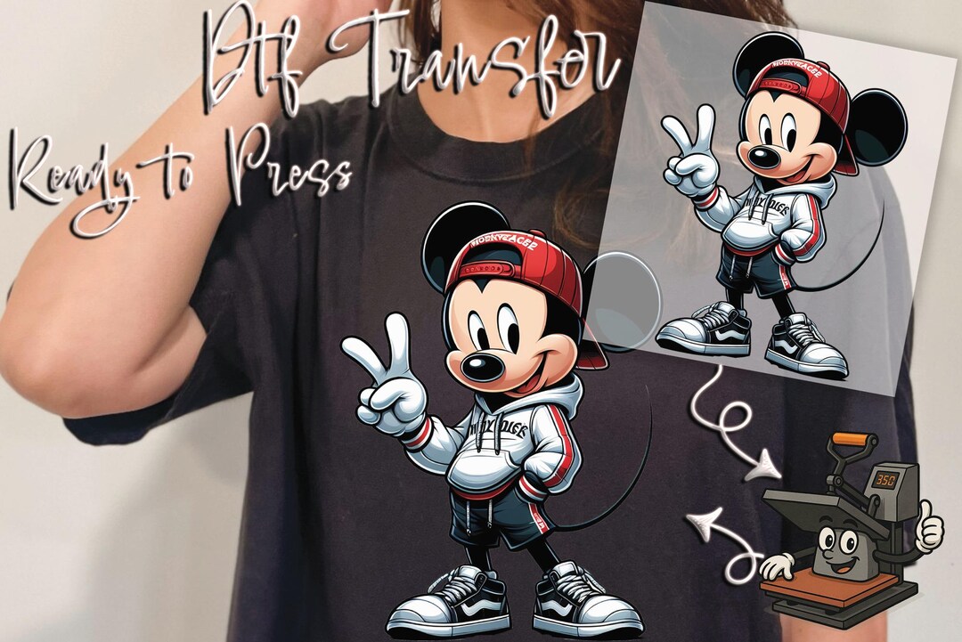 Mickey Mouse Heat Transfer: Full Color DTF Ready to Press - Etsy