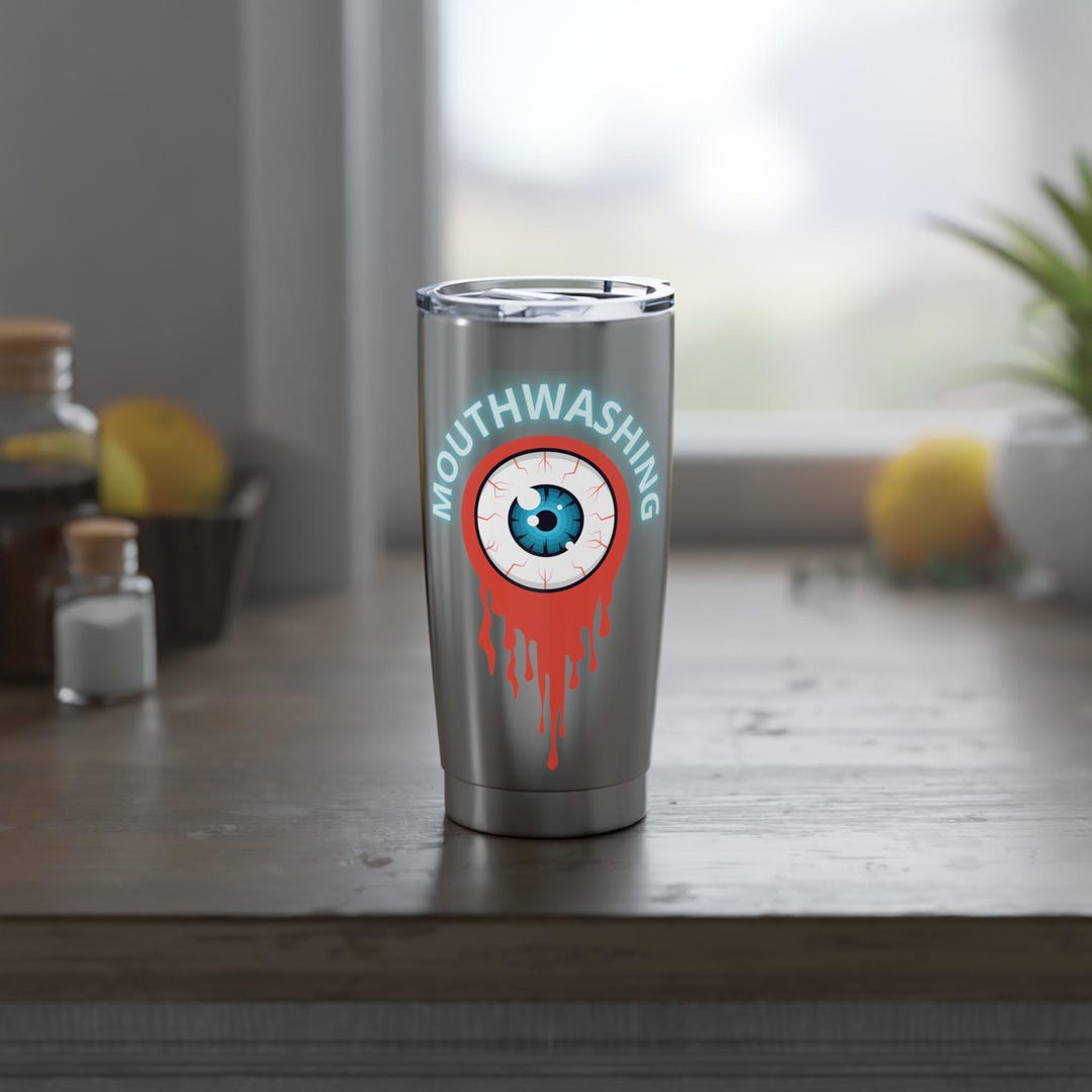Vagabond Tumbler, Mouthwashing Eye Art for Horror Fans Stainless Steel ...